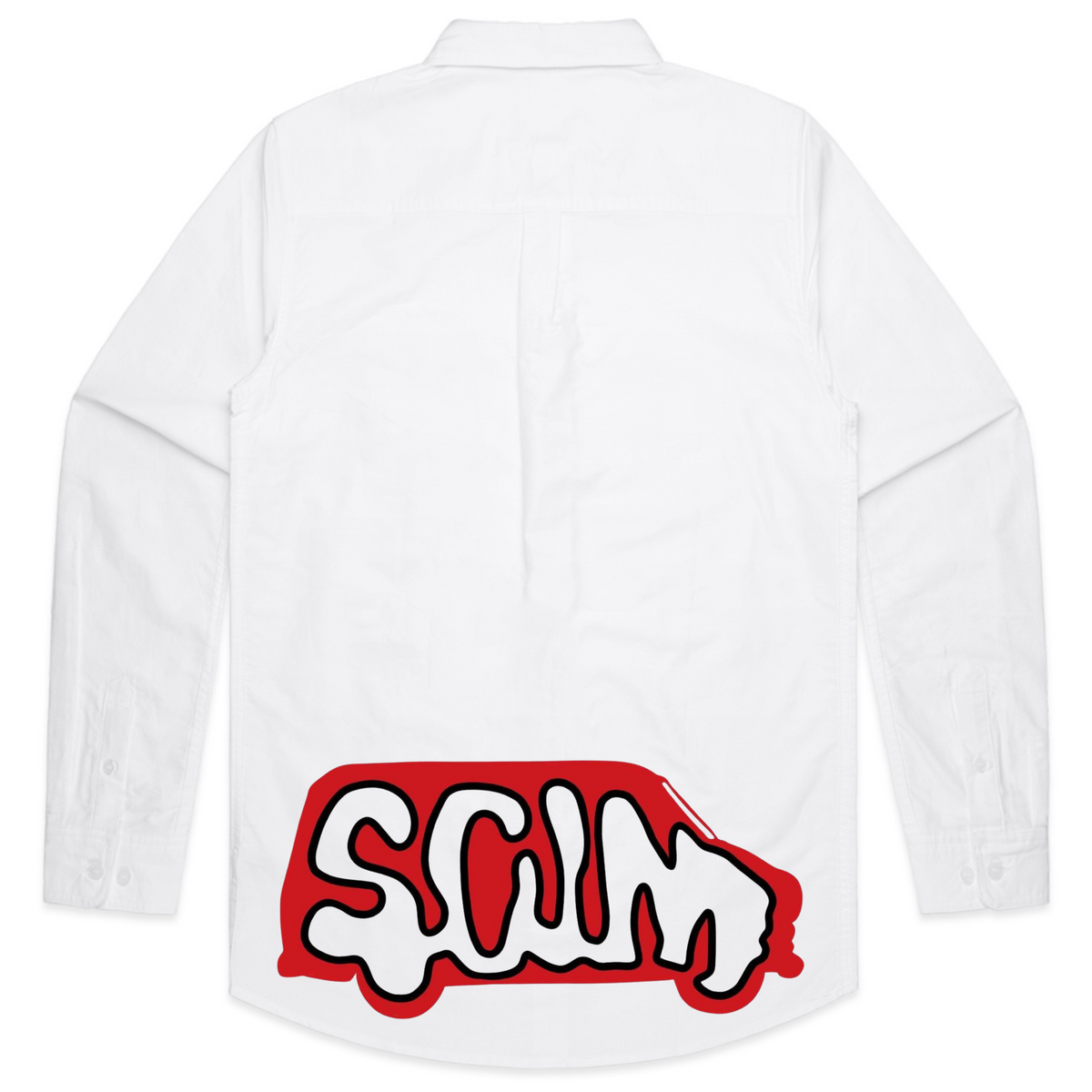 SCUM THE WORD LONGSLEEVE SHIRT -WHITE – Scum Skateboarding