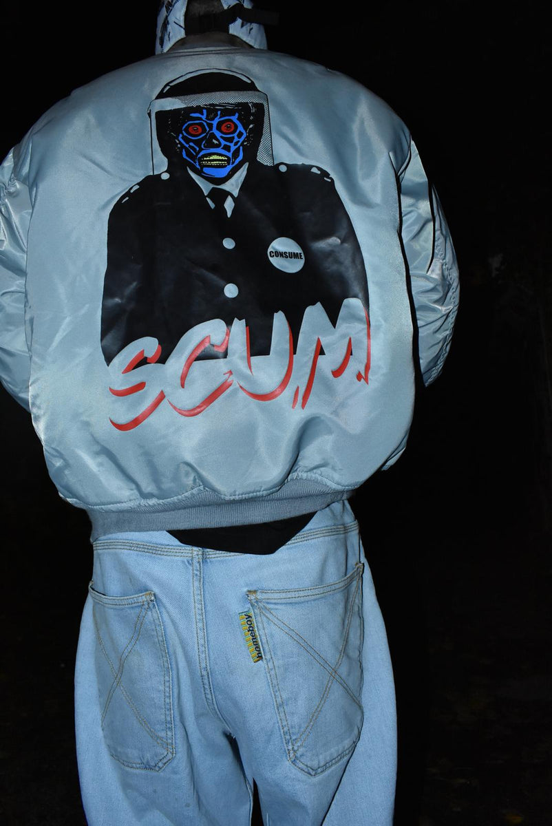 SCUM LIVES FLIGHT JACKET - SILVER – Scum Skateboarding