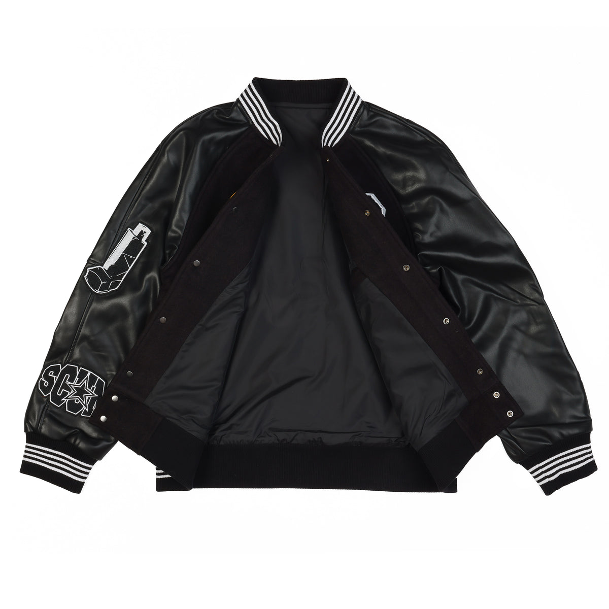 NO FRIENDS VARSITY JACKET - BLACK – Scum Skateboarding